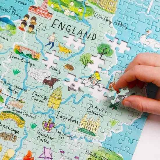 Talking Tables 1000-piece Blue UK Map British Isles Jigsaw Puzzle ...
