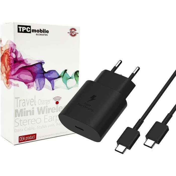 Chargeur secteur rapide USB Type-C (USB-C) pour Samsung S21 FE, S22 ...