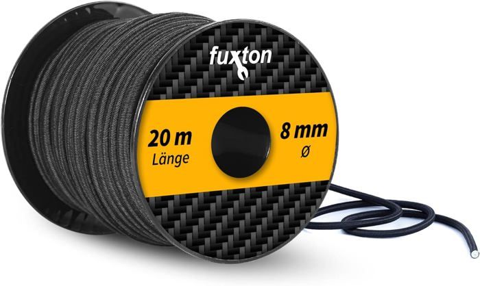 Corde en Caoutchouc 8 mm 20 m Noir (Elastique bache remorque, Corde d ...