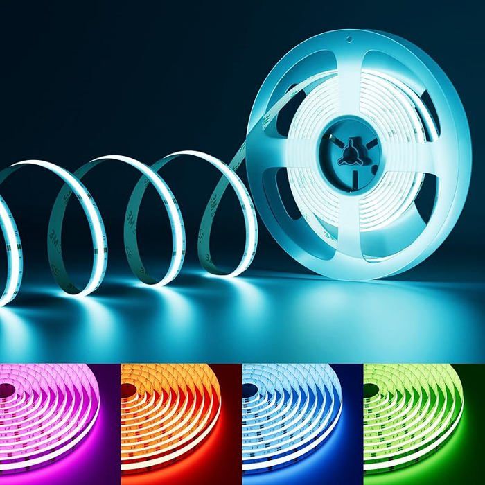 Ruban LED COB RGB 24V 10M, 5760 LEDs, changement de couleur dimmable ...