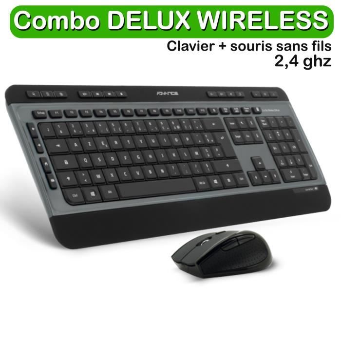 Pack clavier + souris sans fil RF Deluxe - AZERTY - Revêtement soft ...