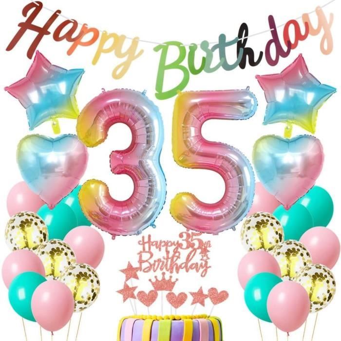 Décoration Anniversaire Femme 35 Ans, Ballon 35 Ans Anniversaire Rose ...