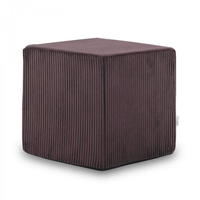 Pouf Assise Fauteuil CUBE Velours côtelé 40x40cm Marron - Cdiscount Maison