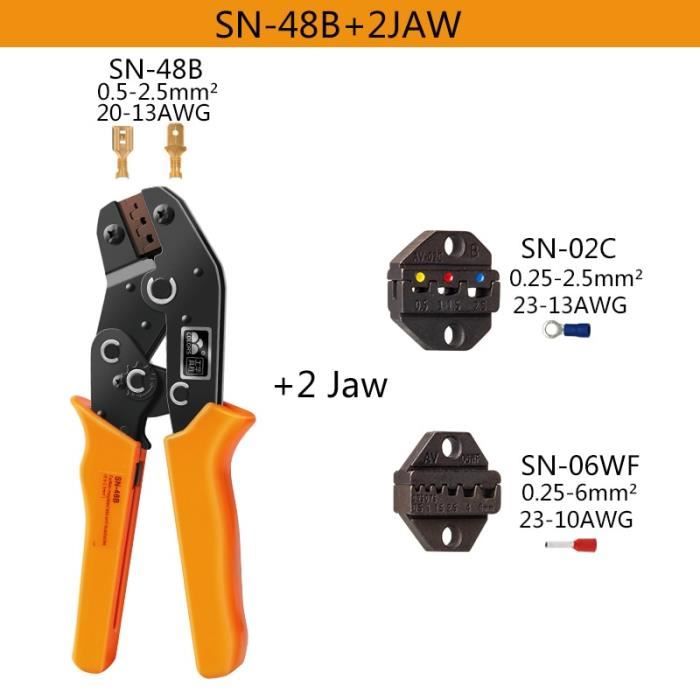 Couleur SN-48B 2JAW Pince à sertir, SN-48B,8 types de mâchoires, kit d'outils de sertissage ...