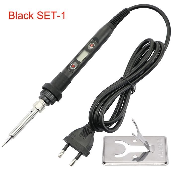 Black SET-1-220V EU Plug -Fer à souder électrique à température réglable 80W 220V - 110V LCD ...