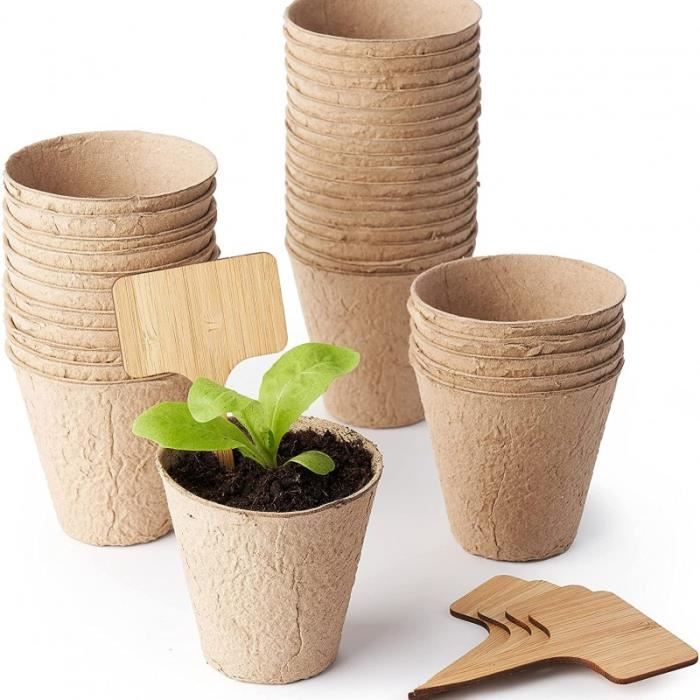 GK06148 Pot Semis Biodégradables Lot de 100x Godet Semis et 20x ...