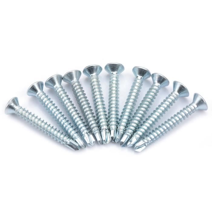 Vis autotaraudeuses à tête plate CIKONIELF M4.2 - Fixation de carreaux d'acier de couleur - Lot ...