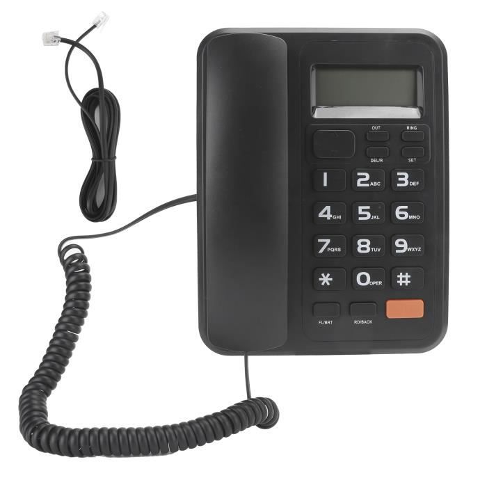 KX-T2022CID Téléphone standard filaire Noir, téléphone de bureau filaire professionnel avec ...