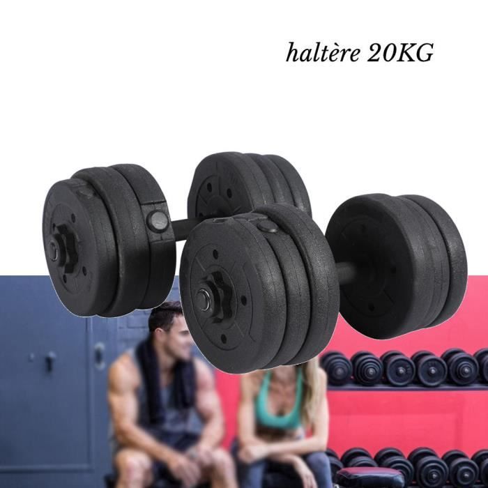 BEL Ensemble D'haltères Musculation Réglable en Fer de 20 kg avec Barre ...