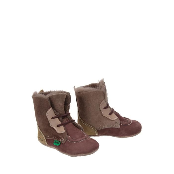 Boots Fourrées KICKERS en Cuir - BEIGE Beige Chocolat / beige - Cdiscount