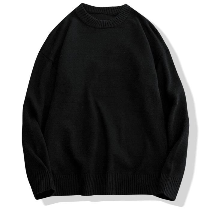 Pull Homme Tricoté Couleur Unie Simple - Manches Longues - Col Arrondi ...