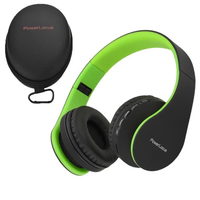 PowerLocus Bluetooth Casque Sans Fil, Pliable Micro SD-TF, FM Radio ...