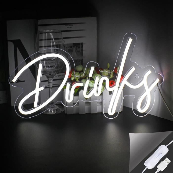Drinks Enseigne Au Néon Cool White Led Neon Light Usb Operated Letters ...