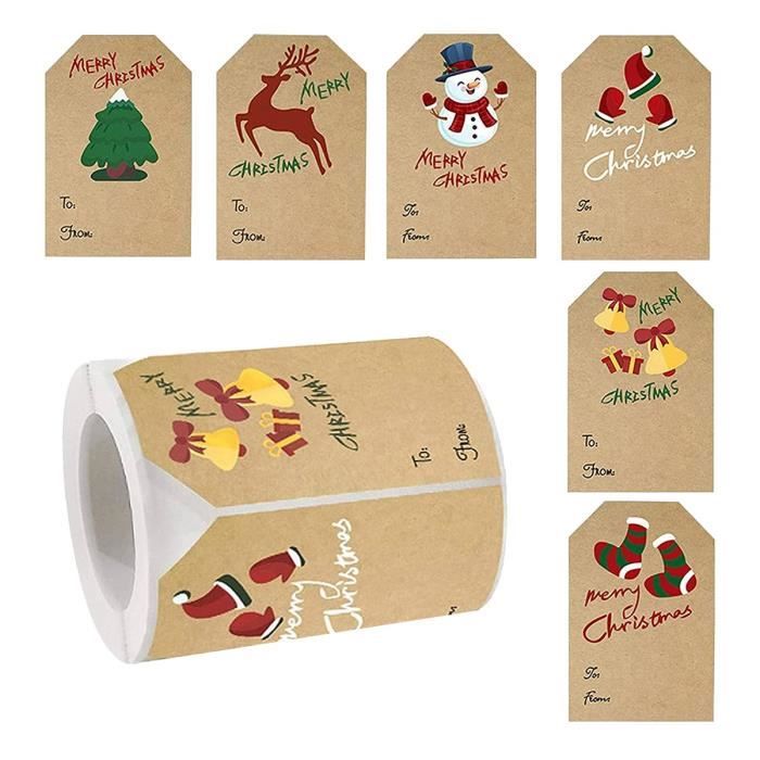 Stickers de Noel de Cadeau de NoëL, 250PièCes-Rouleau D'éTiquettes de ...