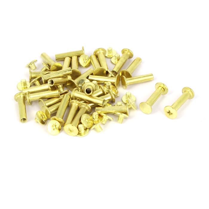 SOURCING MAP Vis Reliure 5mm x 20mm Laitonné Rivet Reliure Post ...