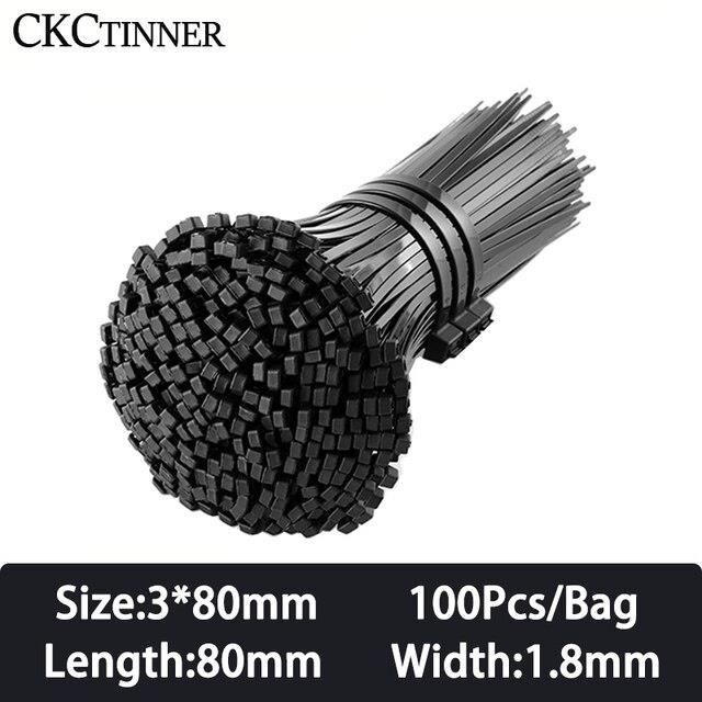ACCESSOIRES POUR CABLE,3x80mm--Attache en plastique nylon noir ...