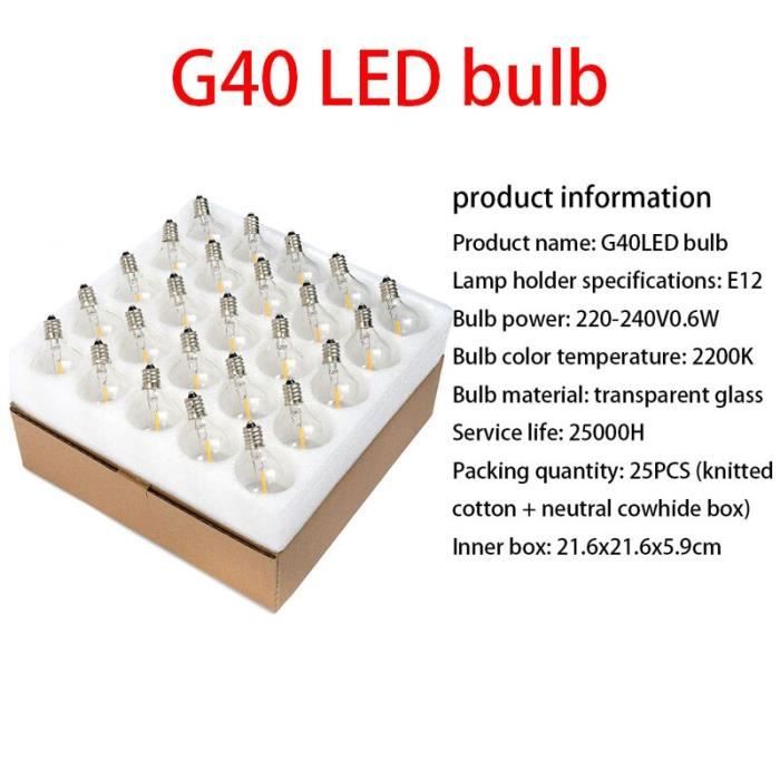 AMPOULE LED,25PCS G40 LED Bulb--Guirlande lumineuse LED G40 E12, 25 pièces, ampoule de ...