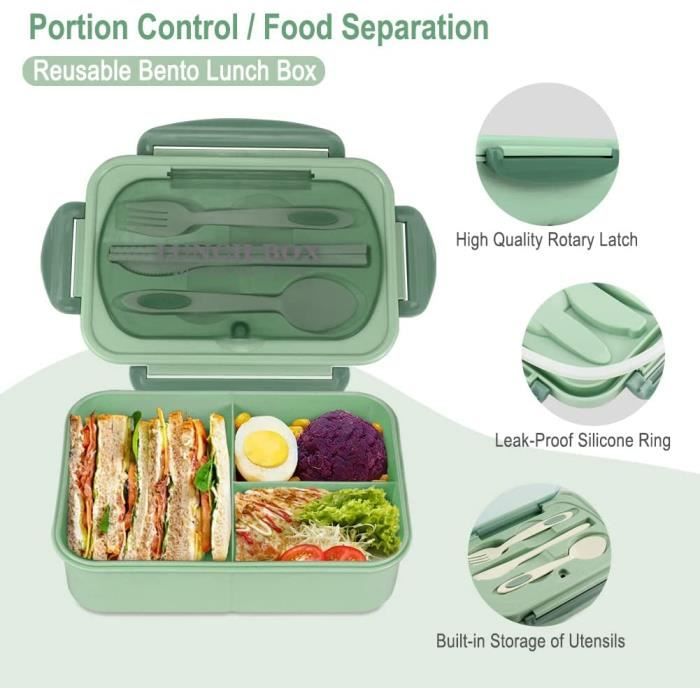 AMOUNE Lunch Box,Boîte à bento pour adulte, 1200ML Boîte à Lunch ...