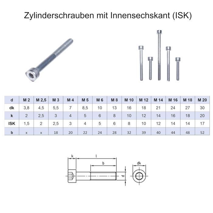 Lot De 6 Vis Cylindriques À Six Pans Creux M8X50-50 Din 912 A2 En Acier Inoxydable[L13103 ...