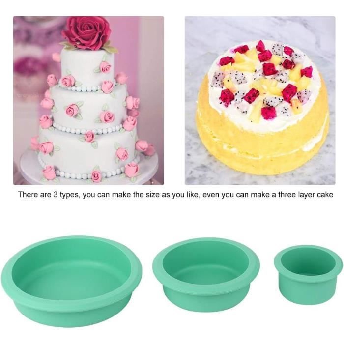 Lot De 3 Moules À Gâteaux Ronds, Antiadhésif Moule Layer Cake Silicone ...