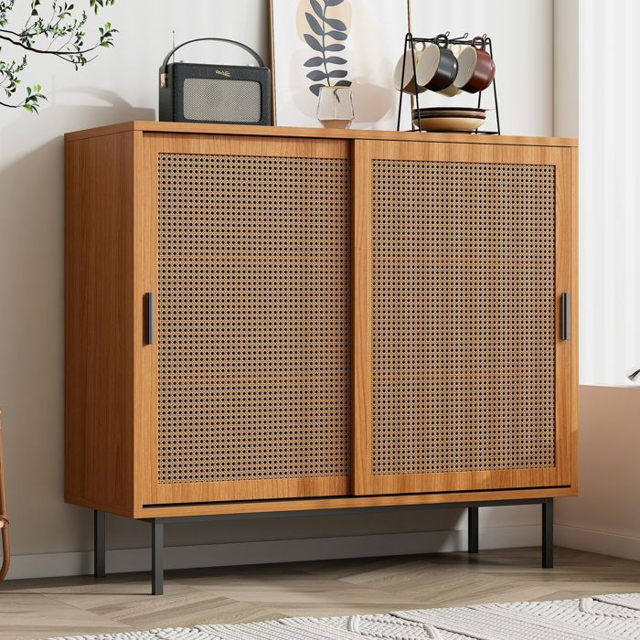 Buffet de Cuisine 100 x 90 x 37 cm 2 portes coulissantes étagère ...