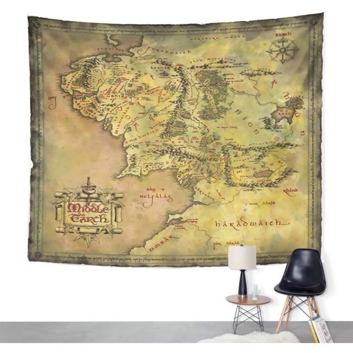 Tapisserie - Abricot - Carte de la Terre du Milieu - 150x100 cm ...
