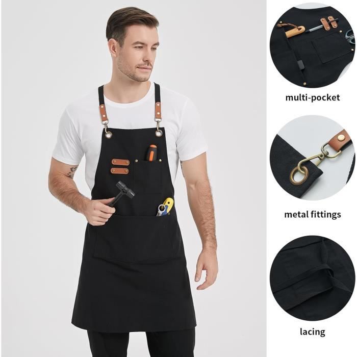 Noire Tabliers Toile, Tabliers De Travail Pour Hommes Femmes, Tabliers ...