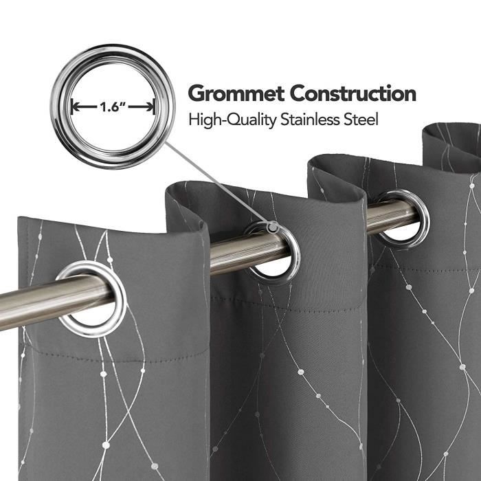 Deconovo Lot de 2 Rideaux Occultants Thermique Rideaux Motif Point ...