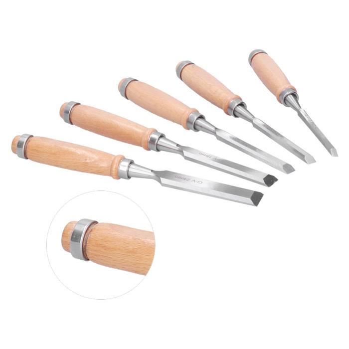 SUC-Ensemble de ciseaux à bois Ciseau à Découper, Ensemble de 5 Ciseaux à Bois, Acier allié au ...