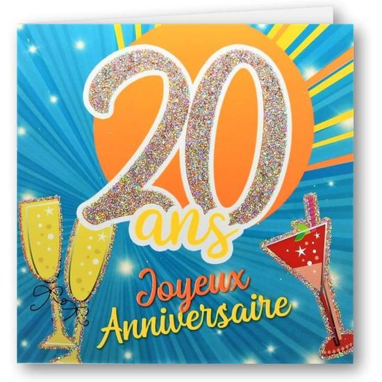 Carte Anniversaire 20 Ans - Format Carnet 15X15 Avec Texte - Encre ...