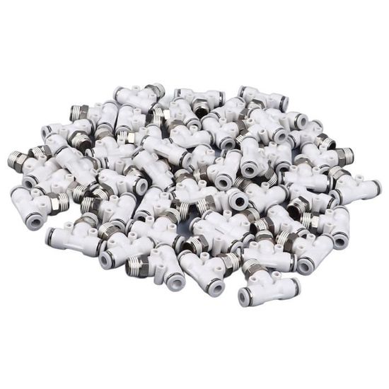 Cikonielf Connecteur de tuyau Raccords D'air à Connexion Rapide en T PT1/4 en Forme de T avec ...