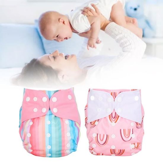 ZERONE Lot de 2 Couches Bébé Lavables Étanches Réutilisables 3 à 15kg ...