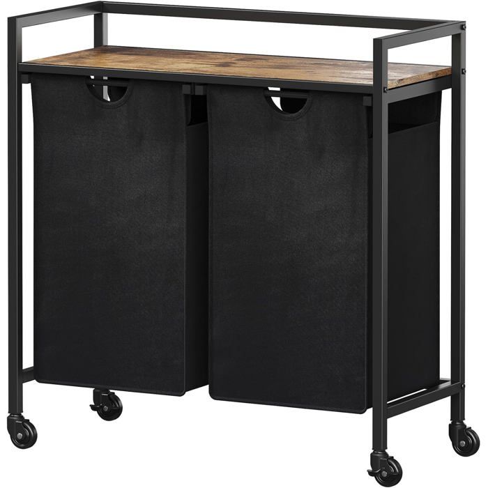 Lifewit Panier a Linge 2 Compartiments Roulettes 95L, Meuble Linge Sale ...