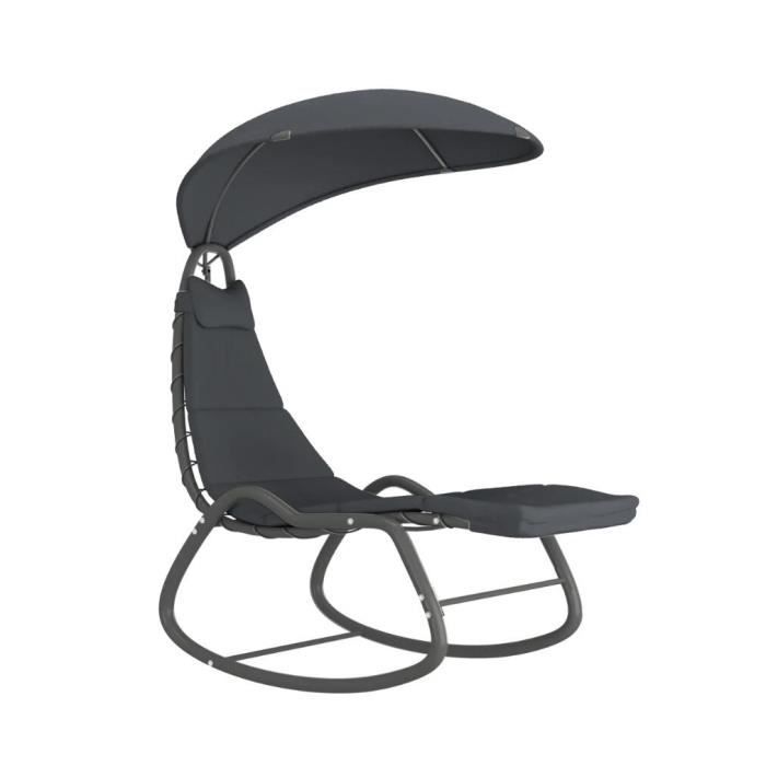 Balancelle de jardin Gris 160x80x195 cm Tissu Chaise longue de jardin ...