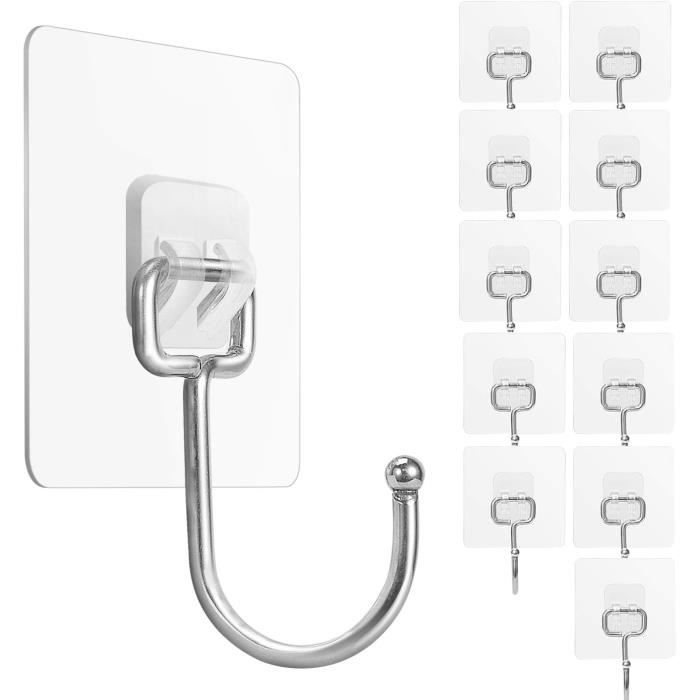 12 Pièces Crochet Adhesif Mural, Porte Manteau Mural Sans Percage 5Kg ...