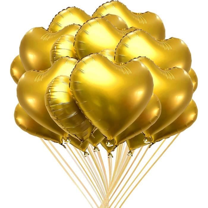 Lot De 20 Ballons En Aluminium En Forme De Cœur Doré Métallisé, À L ...
