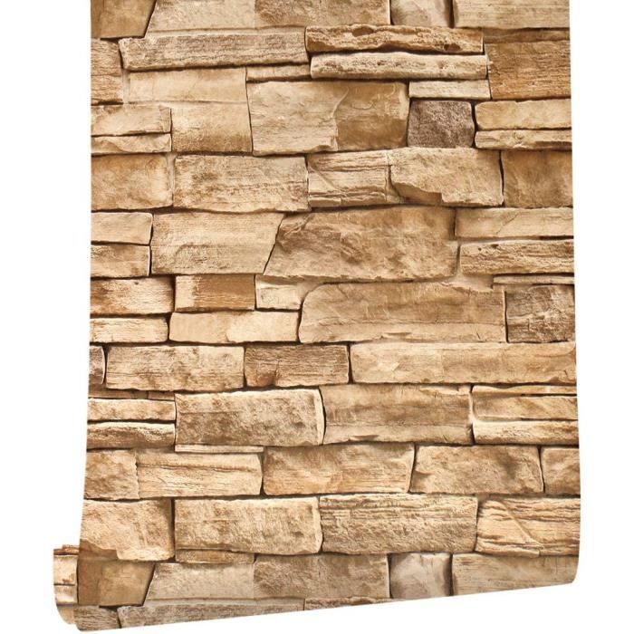 LIWI-Papier Peint Auto-adhésif Effet Brique Pierre Feuilles Autocollant ...