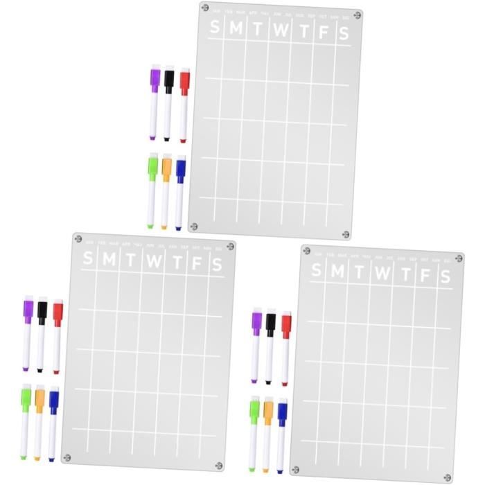 3 Ensembles Babillard Du Plan Mensuel Réfrigérateur Calendrier ...