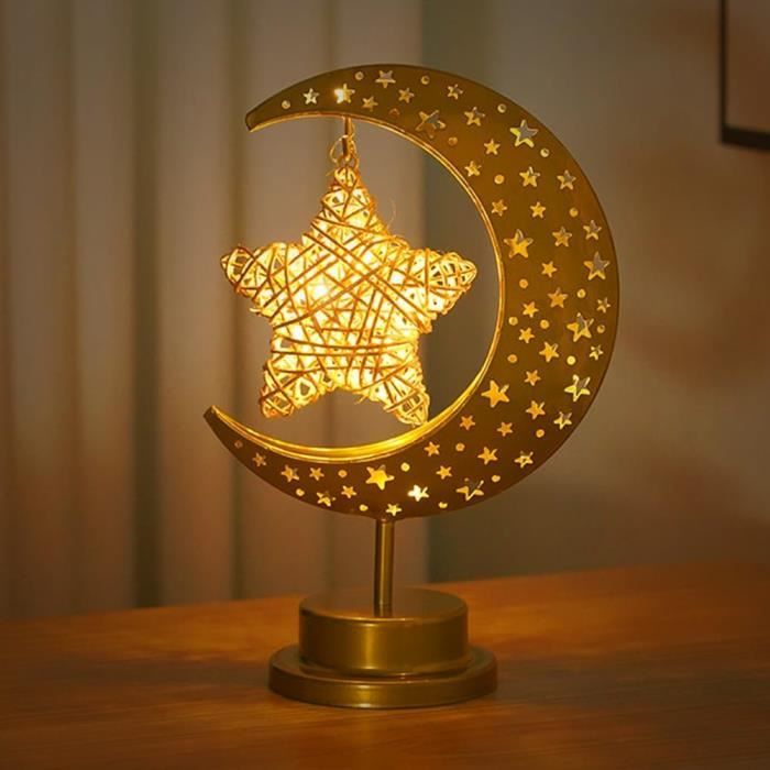 Lampe De Table En Forme Lune, Llampe De Nuit Lune À Piles, Lampe ...