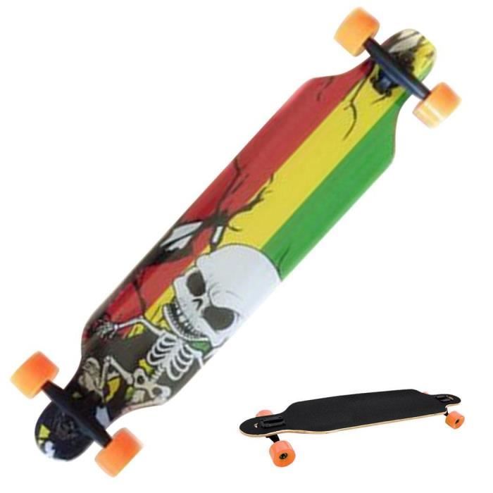 Skateboard Longboard Skull complet avec Planche en bois Crâne Rouge ...
