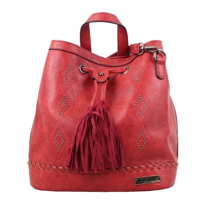 Sac bourse Tropéziennes Fernie Rouge déco triangle rivet (Rouge ...