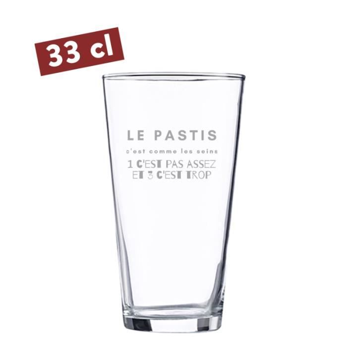 Lot de 6 verres a pastis 33cl - Verre à pastis GRAVURE « Le pastis, c ...