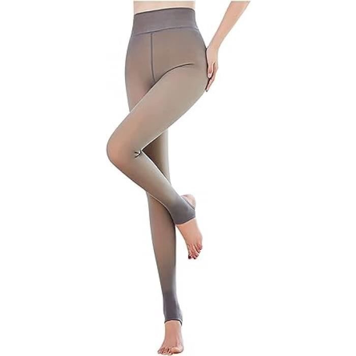 Collant Polaire Femme Effet Transparent Leggings Thermique Translucides chaud Hiver Confortables ...