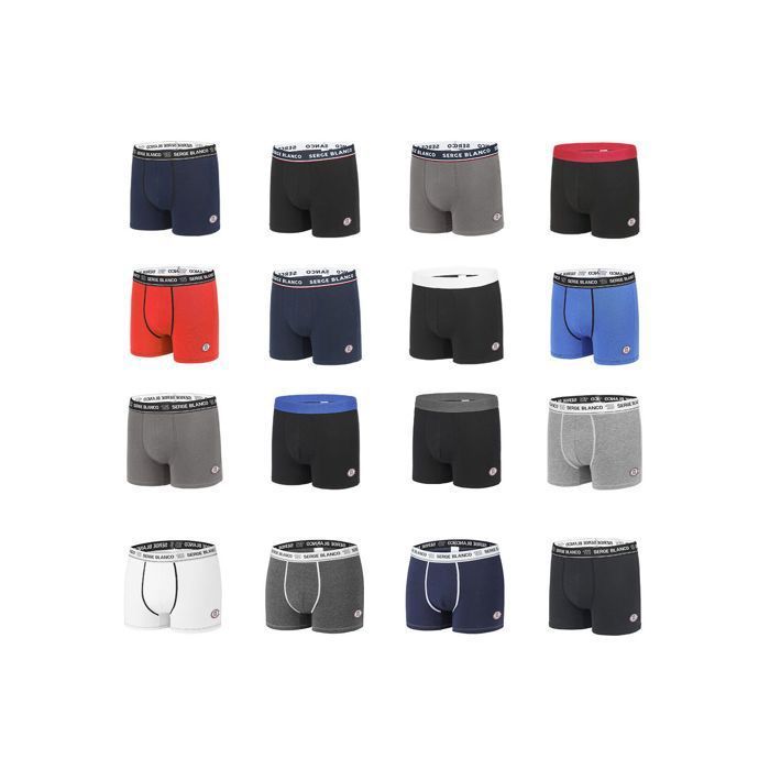 Serge Blanco Boxer Homme Caleçon Homme - Noir (Lot de 6) Noir ...