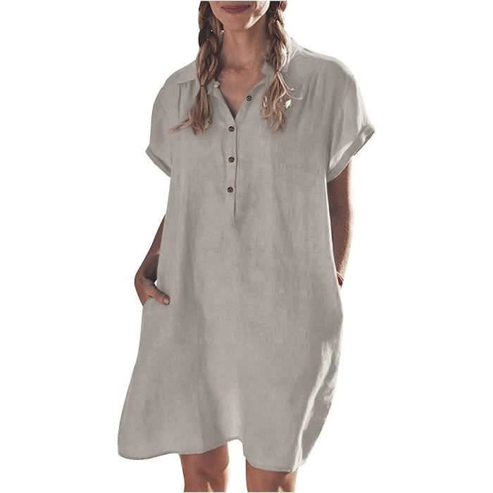 Robe femme coton ligne d’été chic sexy décontractée robe femme robe de ...