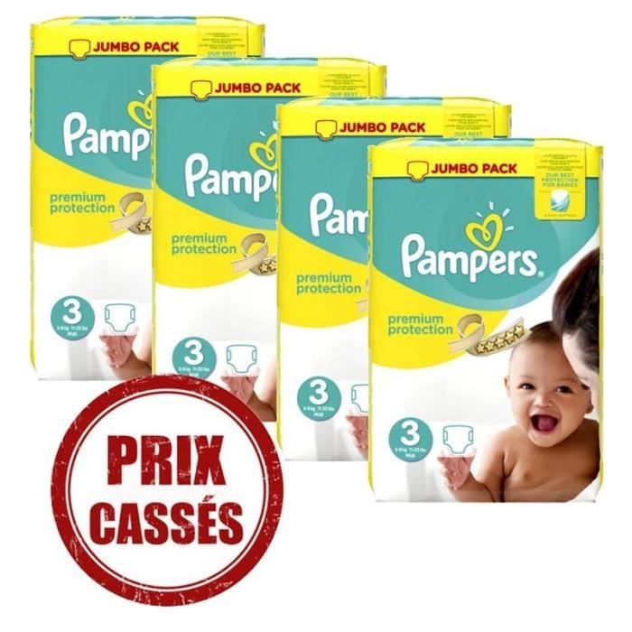 Pampers Taille 3 - mega pack 104 couches bébé premium protection ...