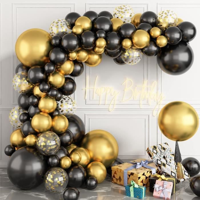 Kit Arche Ballon Noir Et Or, Arche De Ballon - Ballon Noir, Ballon Or ...