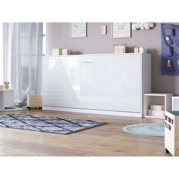 SMARTBett Basic 90x200 horizontal blanc/blanc brillant avec ressorts à ...