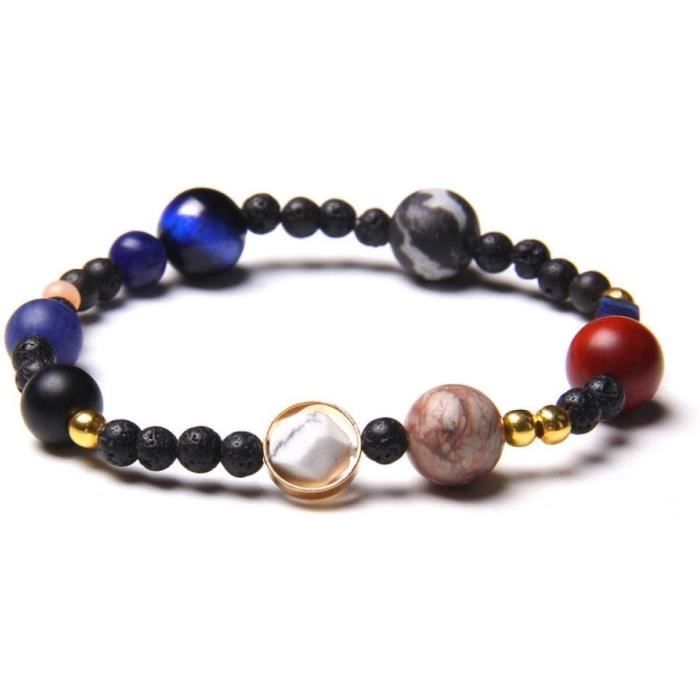 Bracelet En Pierre Naturelle Universe Galaxy Elastic Hommes Bracelets Chakra Naturel Lapis ...