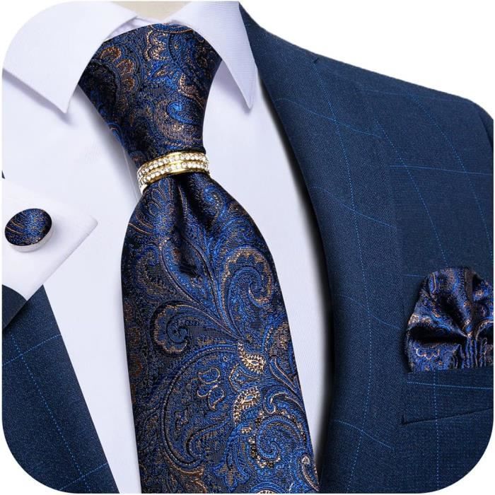 Cravate Pour Homme En Soie Cachemire Floral Cravate Poche Carré Boutons ...